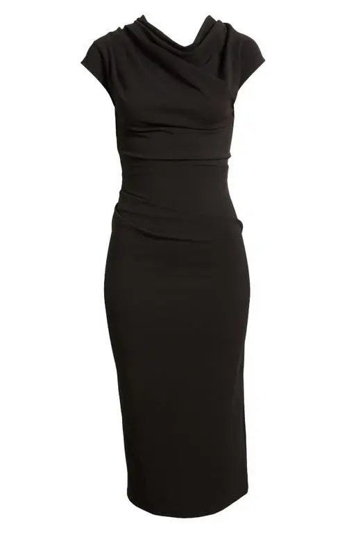 NIKKI LUND Marilyn Ruched Knit Dress - Black