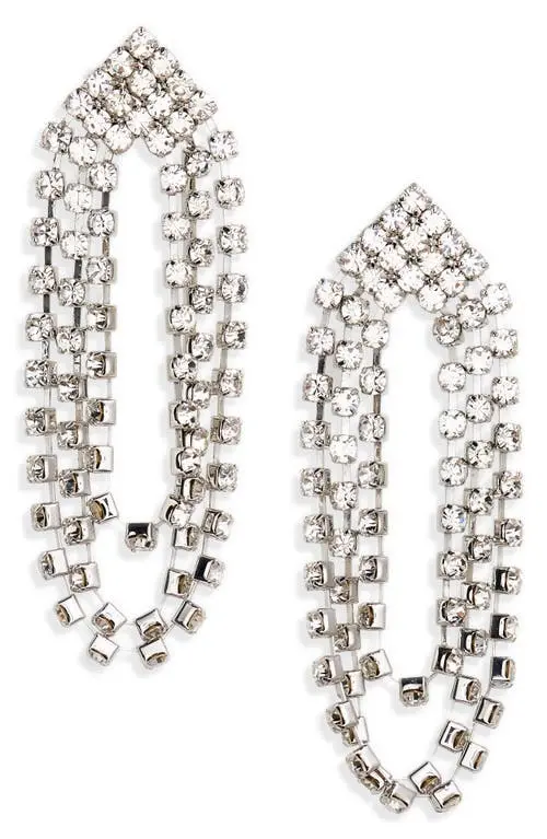 PANACEA Crystal-embellished Draped Earrings - Silver