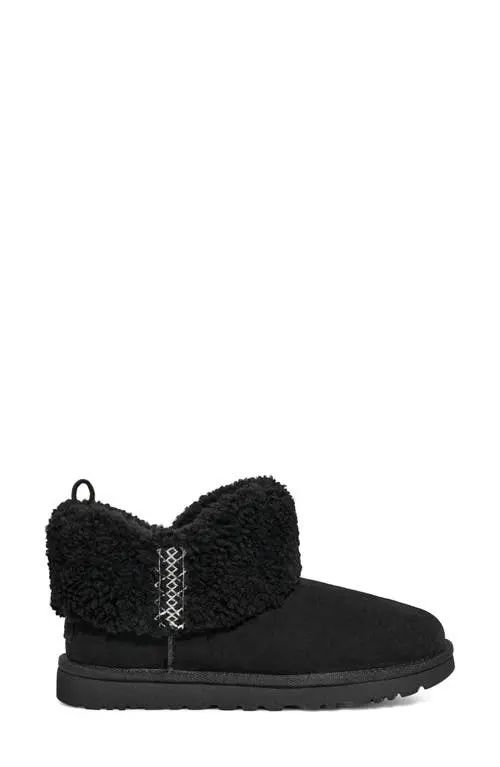 UGG Ultra Mini Braid Genuine Shearling Bootie - Black
