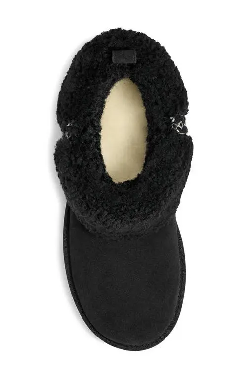 UGG Ultra Mini Braid Genuine Shearling Bootie - Black