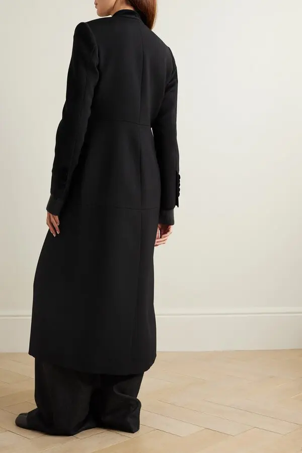 LIBEROWE Net Sustain Velvet-trimmed Wool Coat - Black