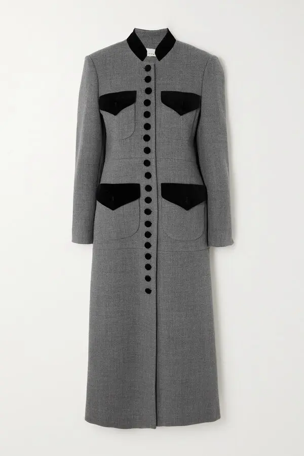 LIBEROWE - LIBEROWE + Net Sustain Velvet-trimmed Wool Coat