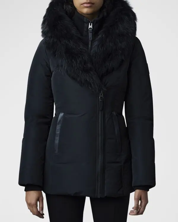 Mackage Adali Down Jacket With Shearling Collar - Black