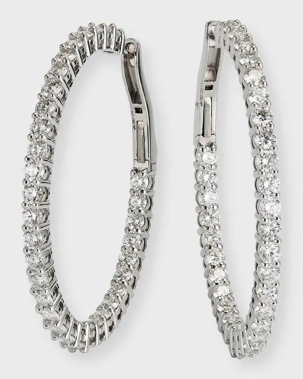 Roberto Coin 18k Diamond Hoop Earrings - White Gold & Diamond