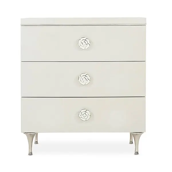 BERNHARDT Silhouette 3 Drawer Nightstand With Rose Hardware