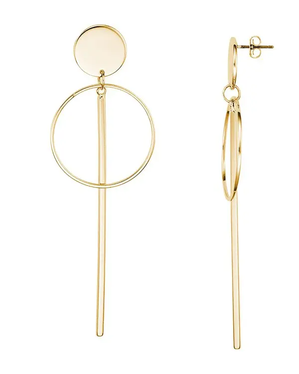 Aqua Vivo Disc, Circle And Bar Drop Earrings - Gold