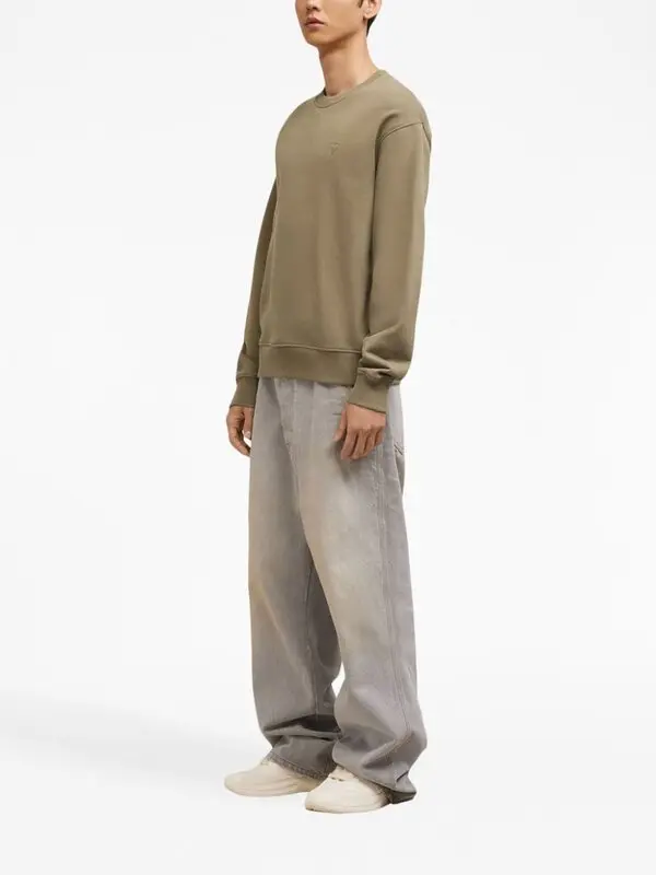 AMI Paris Logo-embroidered Cotton Sweatshirt