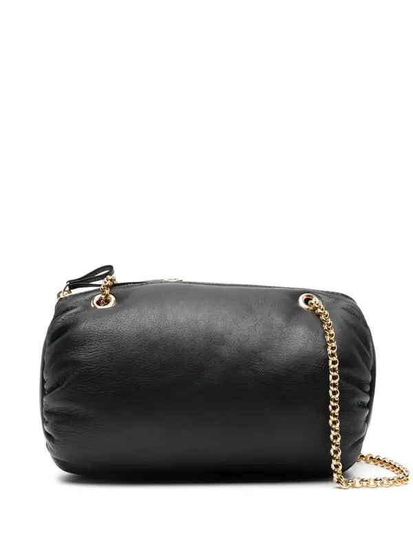 MARINE SERRE Pillow Leather Shoulder Bag With Crescent Moon Detail - Black
