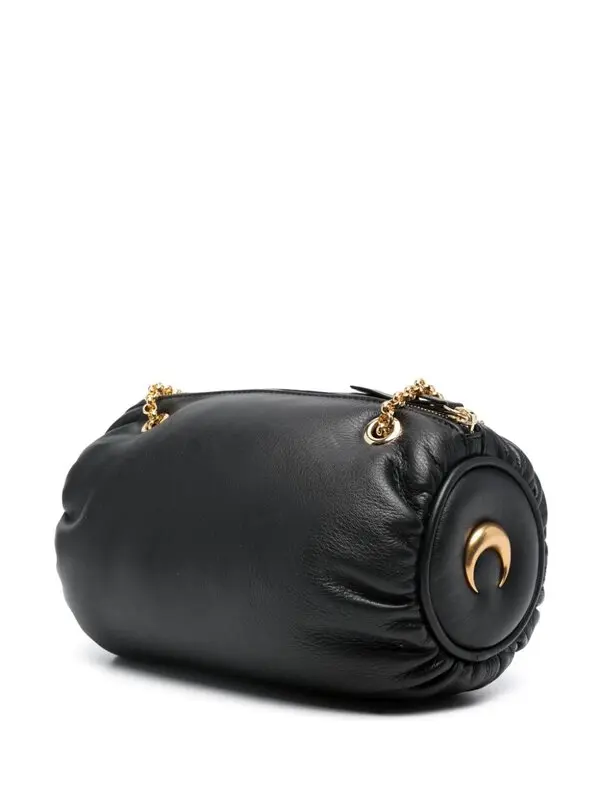 MARINE SERRE Pillow Leather Shoulder Bag With Crescent Moon Detail - Black