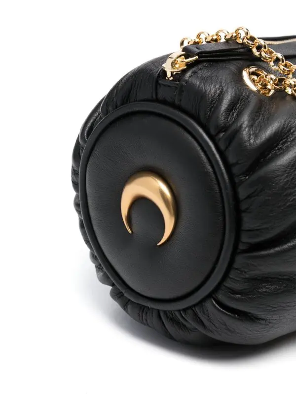 MARINE SERRE Pillow Leather Shoulder Bag With Crescent Moon Detail - Black
