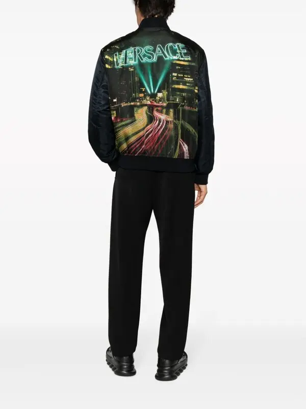 Versace Graphic-print Bomber Jacket - Blue