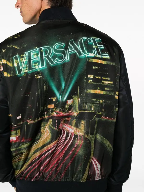 Versace Graphic-print Bomber Jacket - Blue