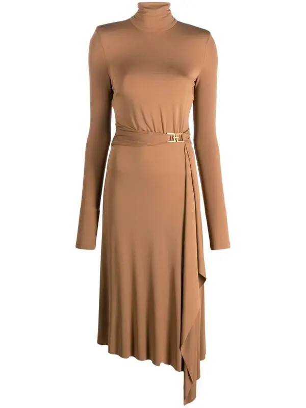 Elisabetta Franchi Asymmetric Jersey Midi Dress