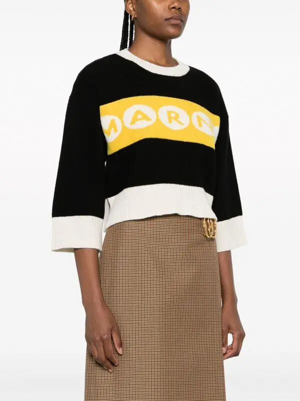 Marni Logo-intarsia Cropped Jumper
