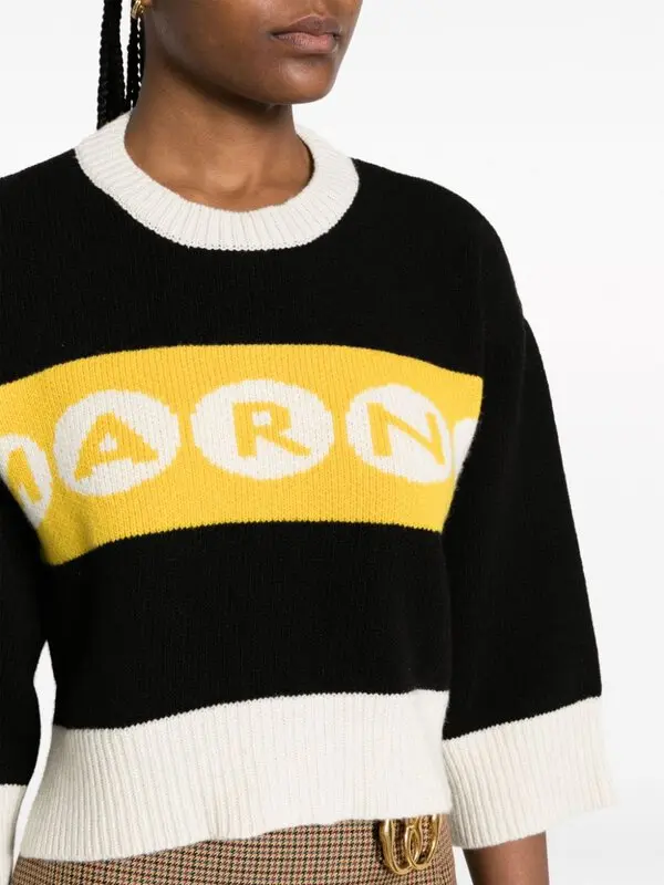 Marni Logo-intarsia Cropped Jumper