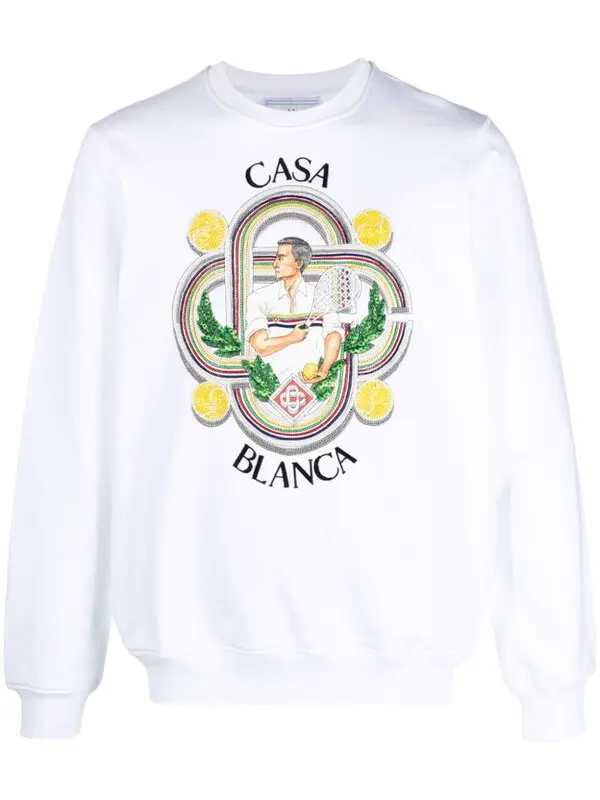 Casablanca Le Joueur Organic Cotton Sweatshirt - White