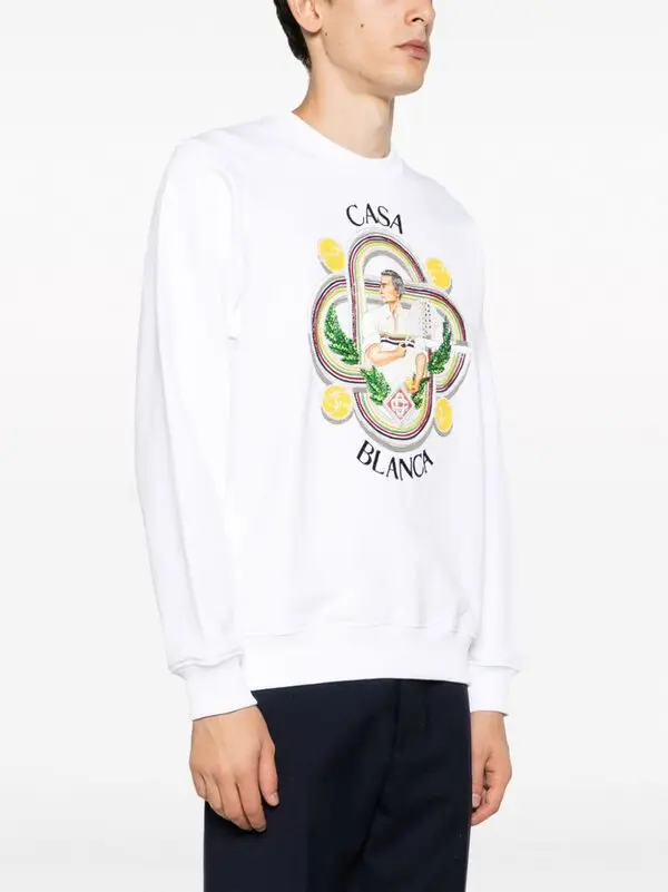 Casablanca Le Joueur Organic Cotton Sweatshirt - White
