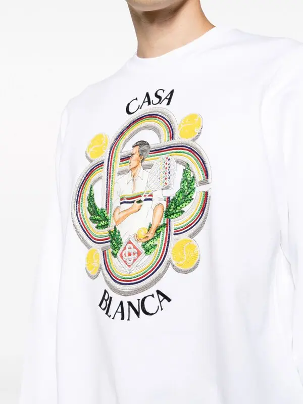 Casablanca Le Joueur Organic Cotton Sweatshirt - White