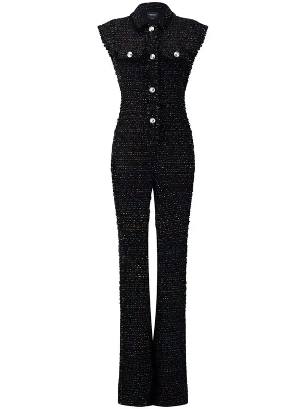 Giambattista Valli Metallic-threading Bouclé Jumpsuit - Black