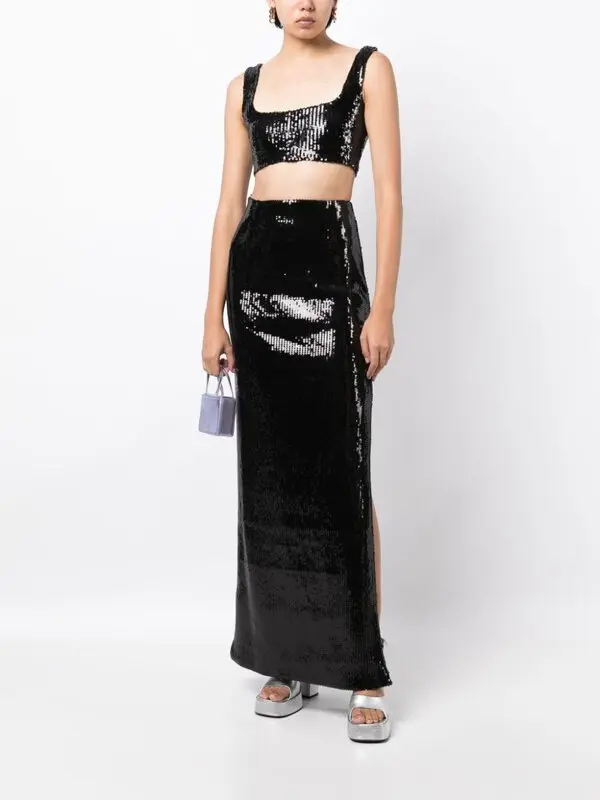 Galvan Sequin-embellished Maxi Skirt - Black