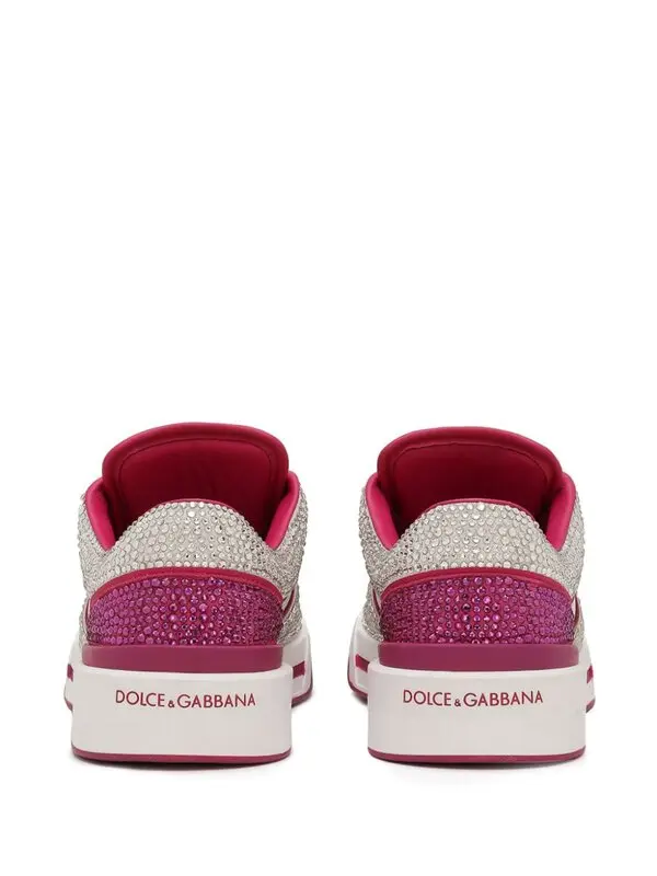 Dolce & Gabbana Crystal-embellished Leather Sneakers - White