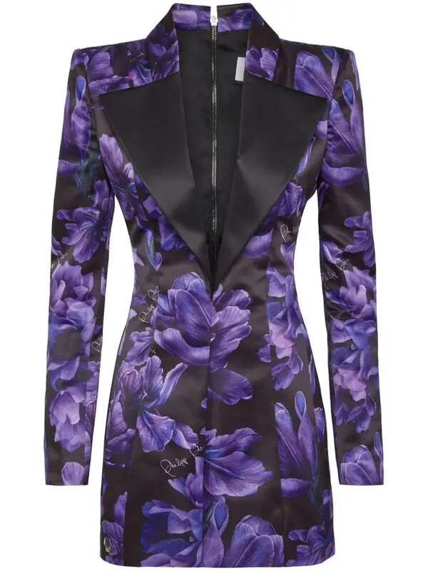 Philipp Plein Duchesse Floral-print Minidress - Black