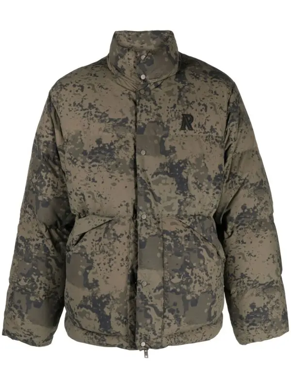 REPRESENT Logo-embroidered Camouflage Puffer Jacket