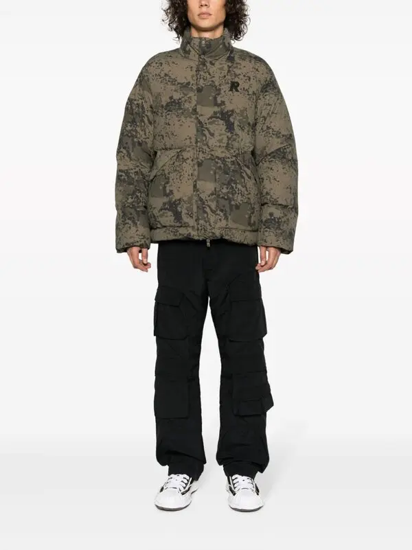 REPRESENT Logo-embroidered Camouflage Puffer Jacket