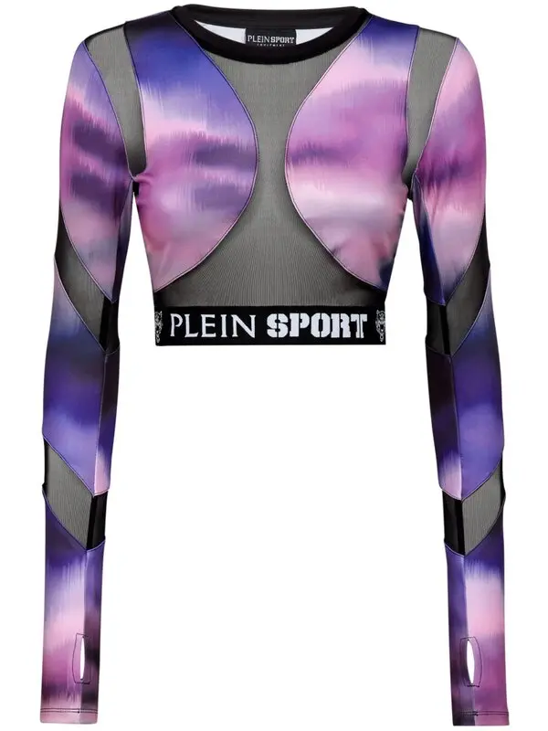 PLEIN SPORT Abstract-print Long-sleeved Top - Purple