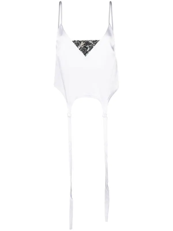 SSHEENA Deconstructed Satin Camisole Top - White