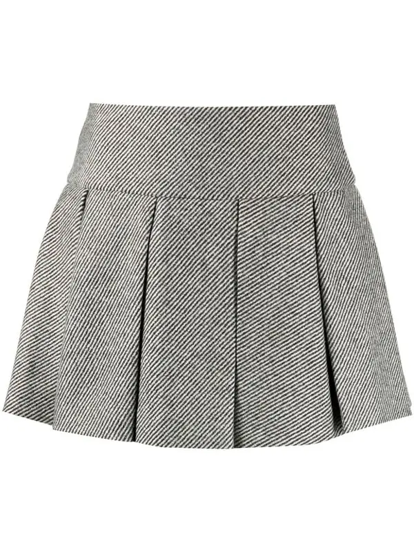 PATOU Pleated Virgin Wool Miniskirt - Black
