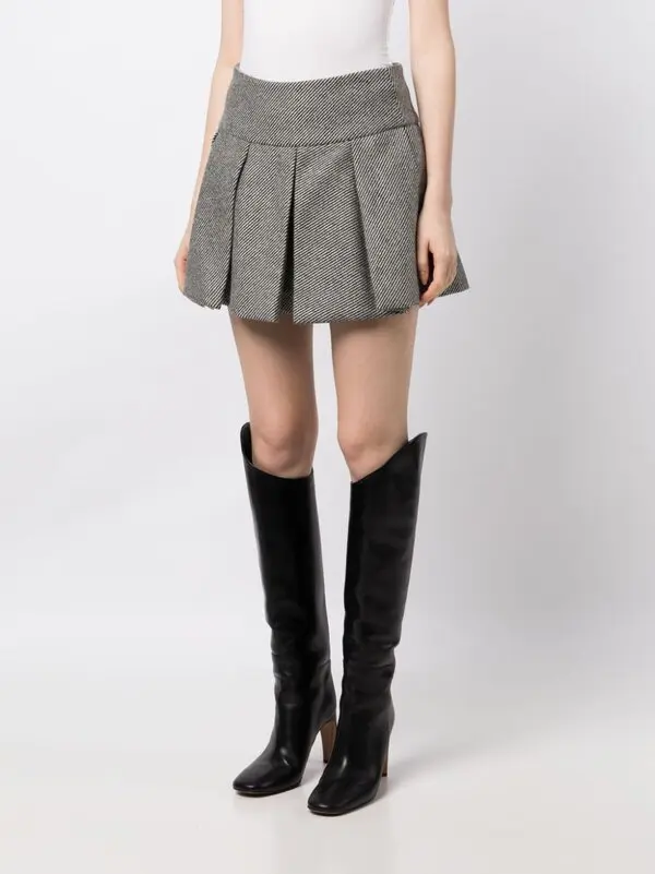 PATOU Pleated Virgin Wool Miniskirt - Black