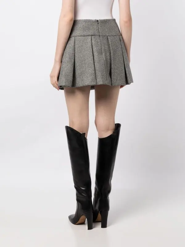 PATOU Pleated Virgin Wool Miniskirt - Black