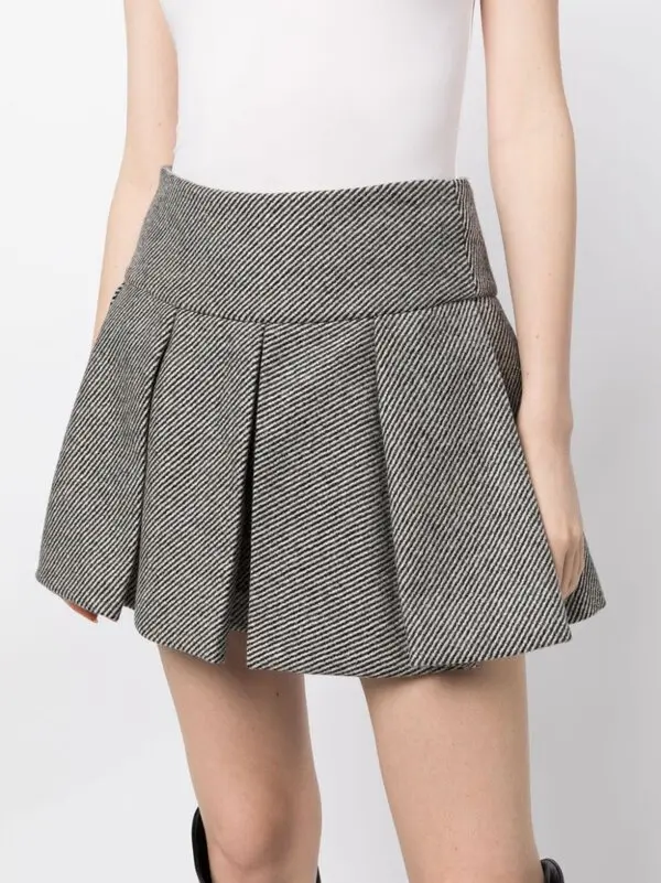 PATOU Pleated Virgin Wool Miniskirt - Black