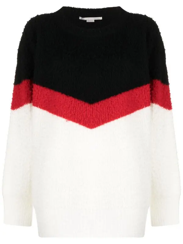 Stella McCartney Chevron-striped Chunky-knit Jumper - White