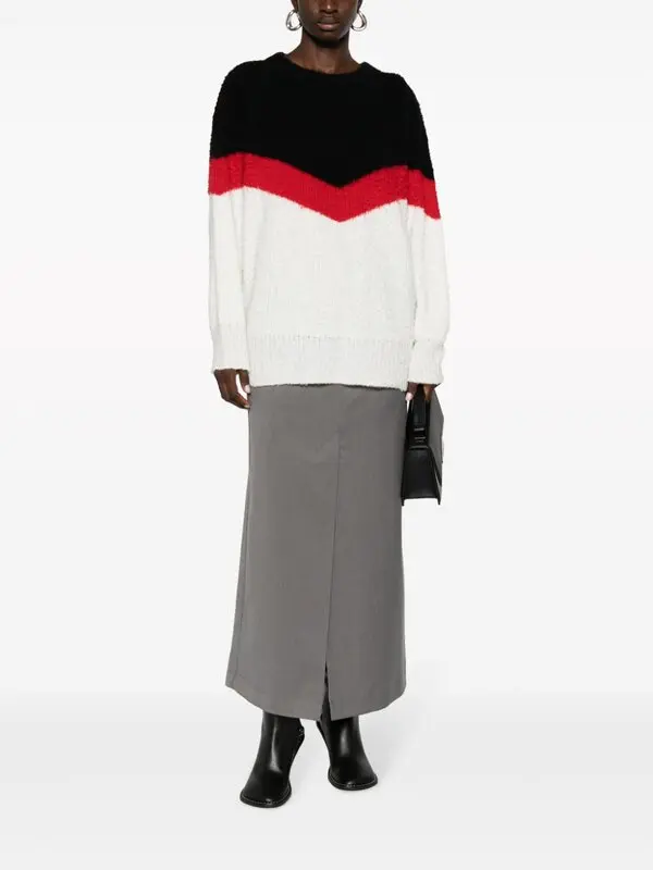 Stella McCartney Chevron-striped Chunky-knit Jumper - White