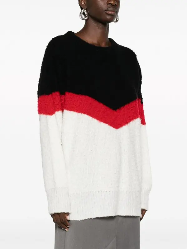 Stella McCartney Chevron-striped Chunky-knit Jumper - White