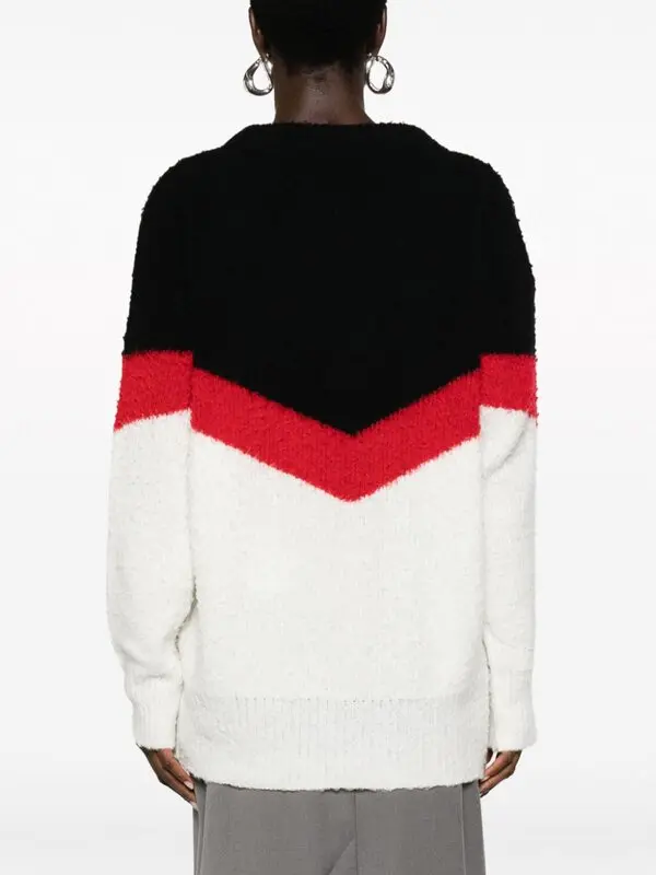 Stella McCartney Chevron-striped Chunky-knit Jumper - White