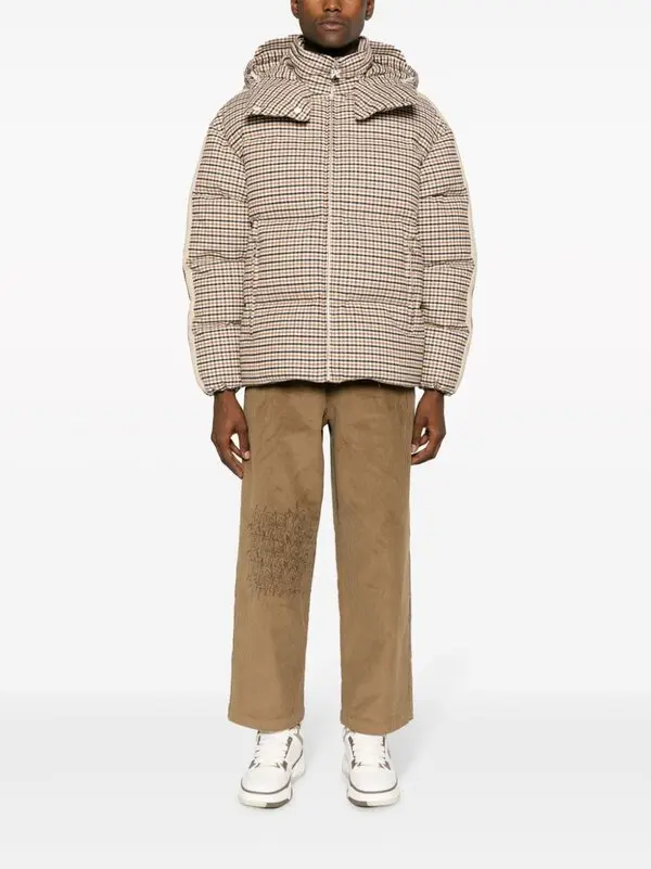 Palm Angels Check-pattern Hooded Puffer Jacket