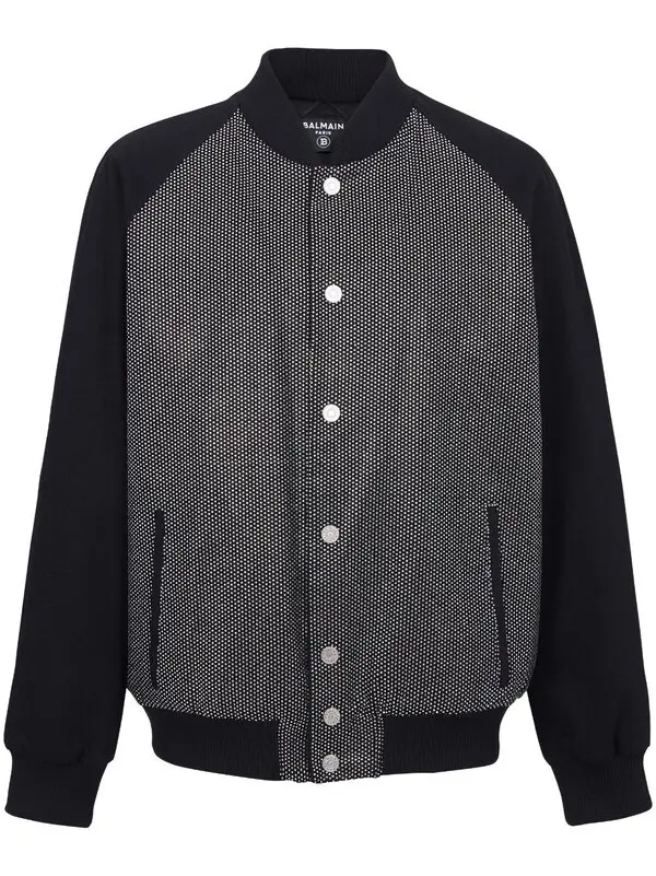 Balmain Rhinestone-embellished Bomber Jacket - Black