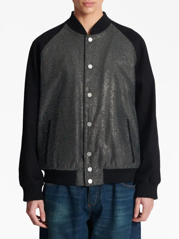 Balmain Rhinestone-embellished Bomber Jacket - Black