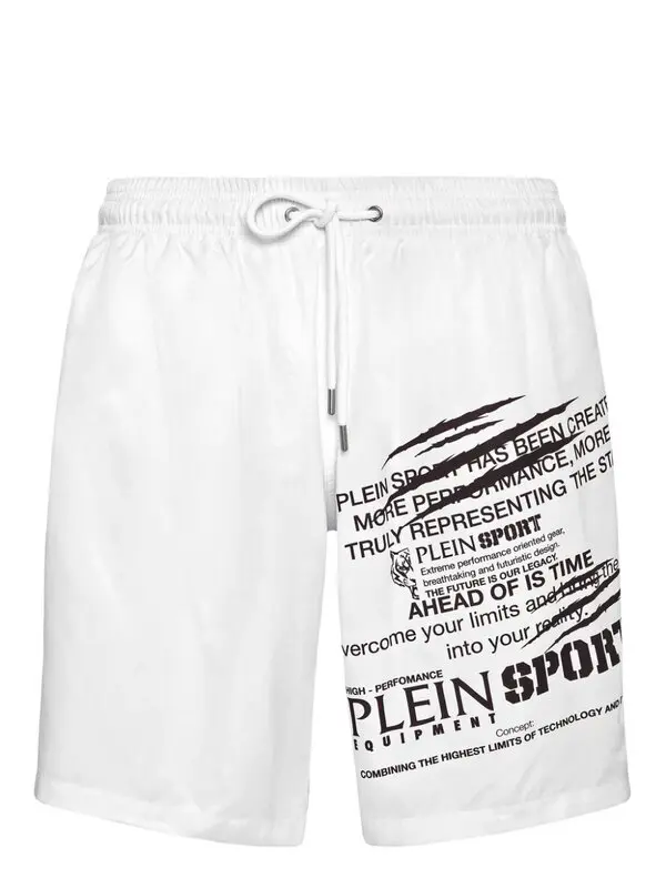 PLEIN SPORT Logo-print Swim Shorts - White