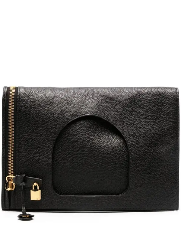 TOM FORD Grained-leather Tote - Black