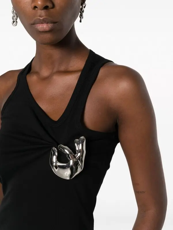 Coperni Metal-embellished Cotton Tank Top - Black