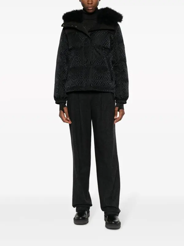 YVES SALOMON Monogram-pattern Hooded Down Jacket