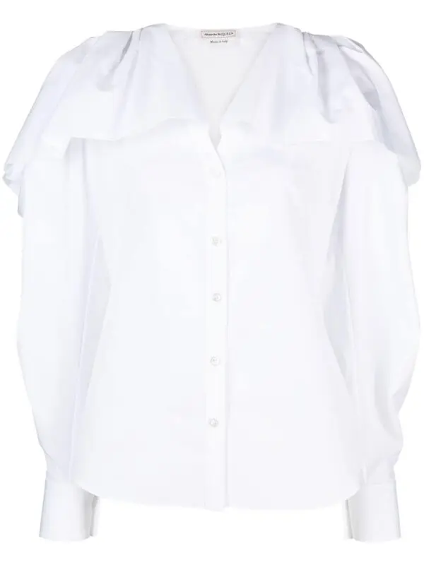 Alexander McQueen Ruffled Cotton Shirt - White