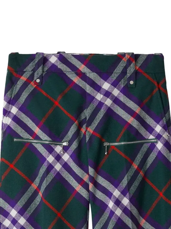 Burberry Plaid Wool Trousers - Green