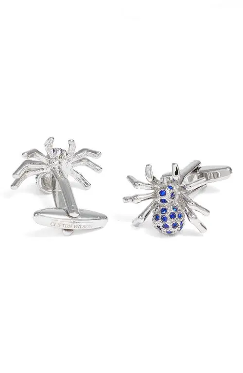 CLIFTON WILSON Spider Cuff Links - Silver/blue