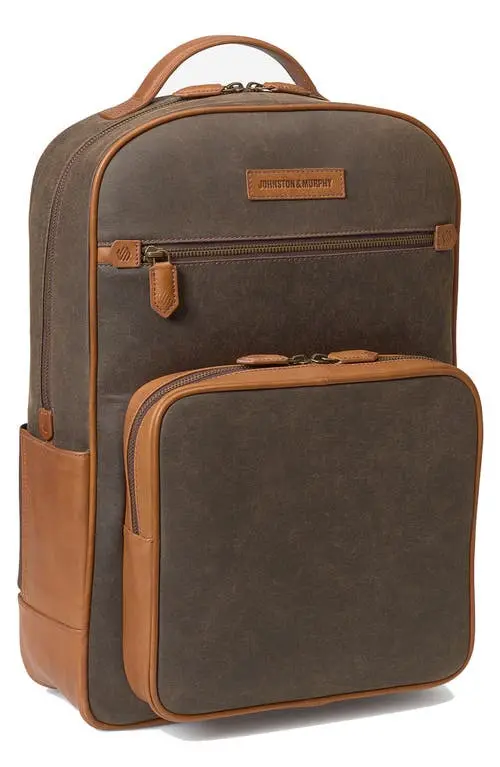 Johnston & Murphy Rhodes Cotton Canvas & Leather Backpack - Brown Antique Cotton/tan Full