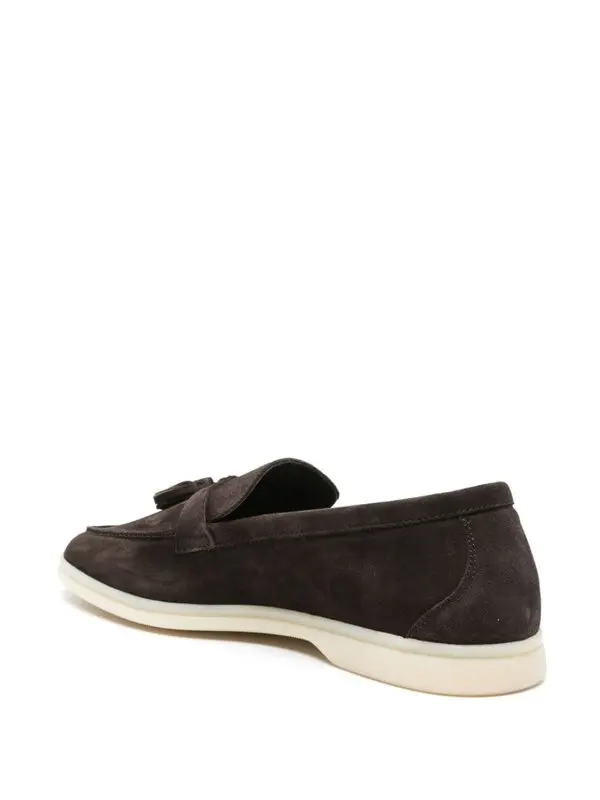 SCAROSSO Suede Tassel Loafers - Brown